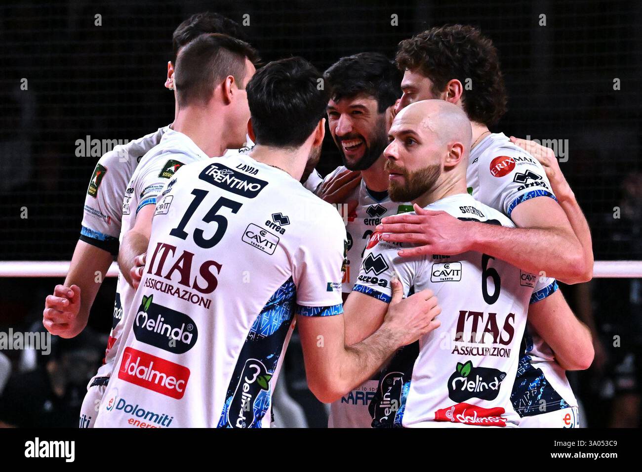 Padova, Italy. 02nd Mar, 2025. Trento players during the match Sonepar Padova vs Itas Trentino ...