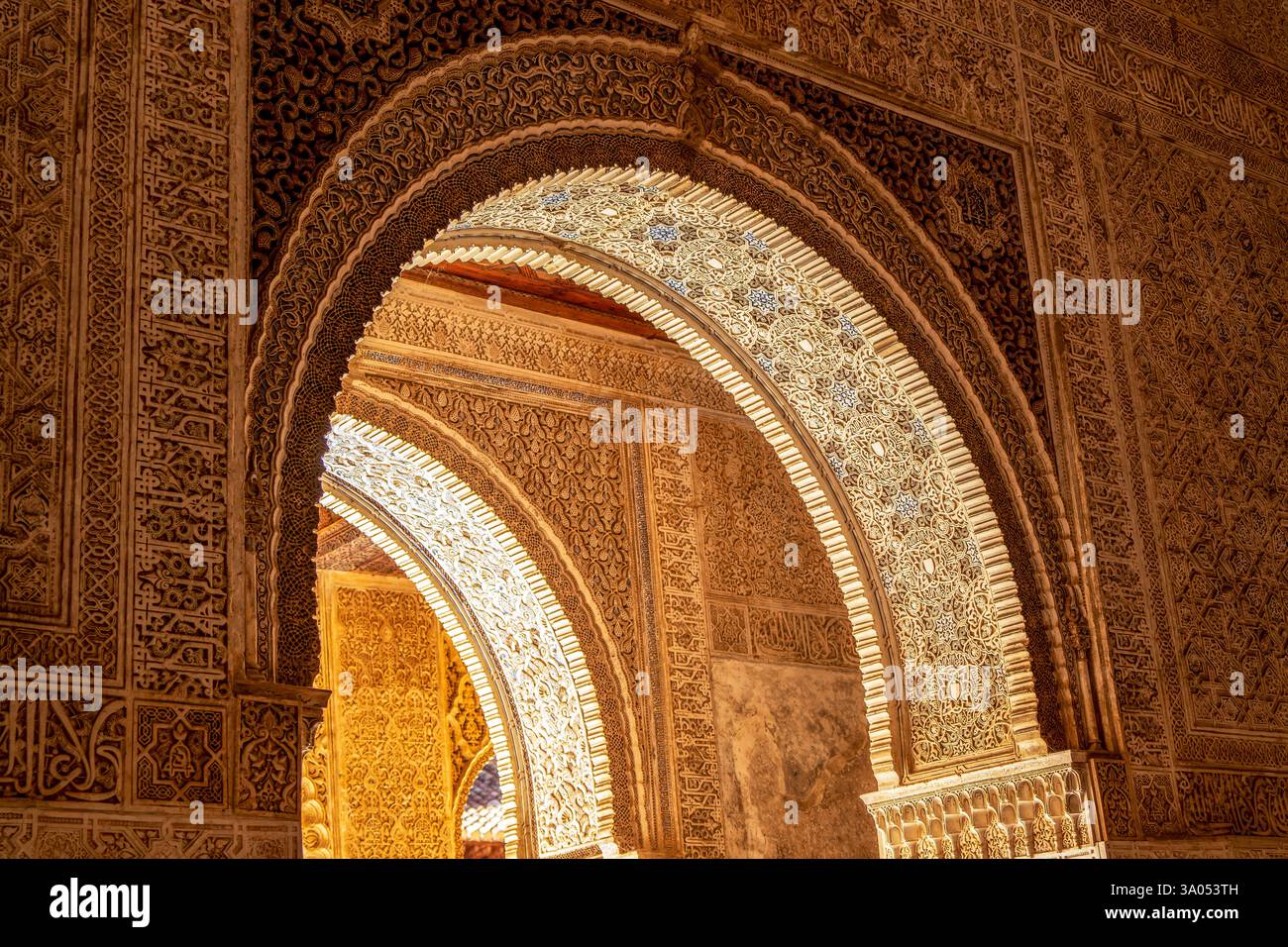 Intricate Moorish Arches Radiate before Alhambra’s Court of the Lions ...