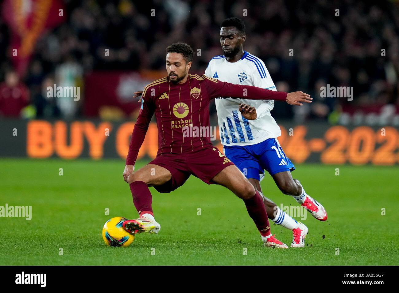 Rome, Italy. 02nd Mar, 2025. Alieu Fadera of Como 1907 and Devyne ...