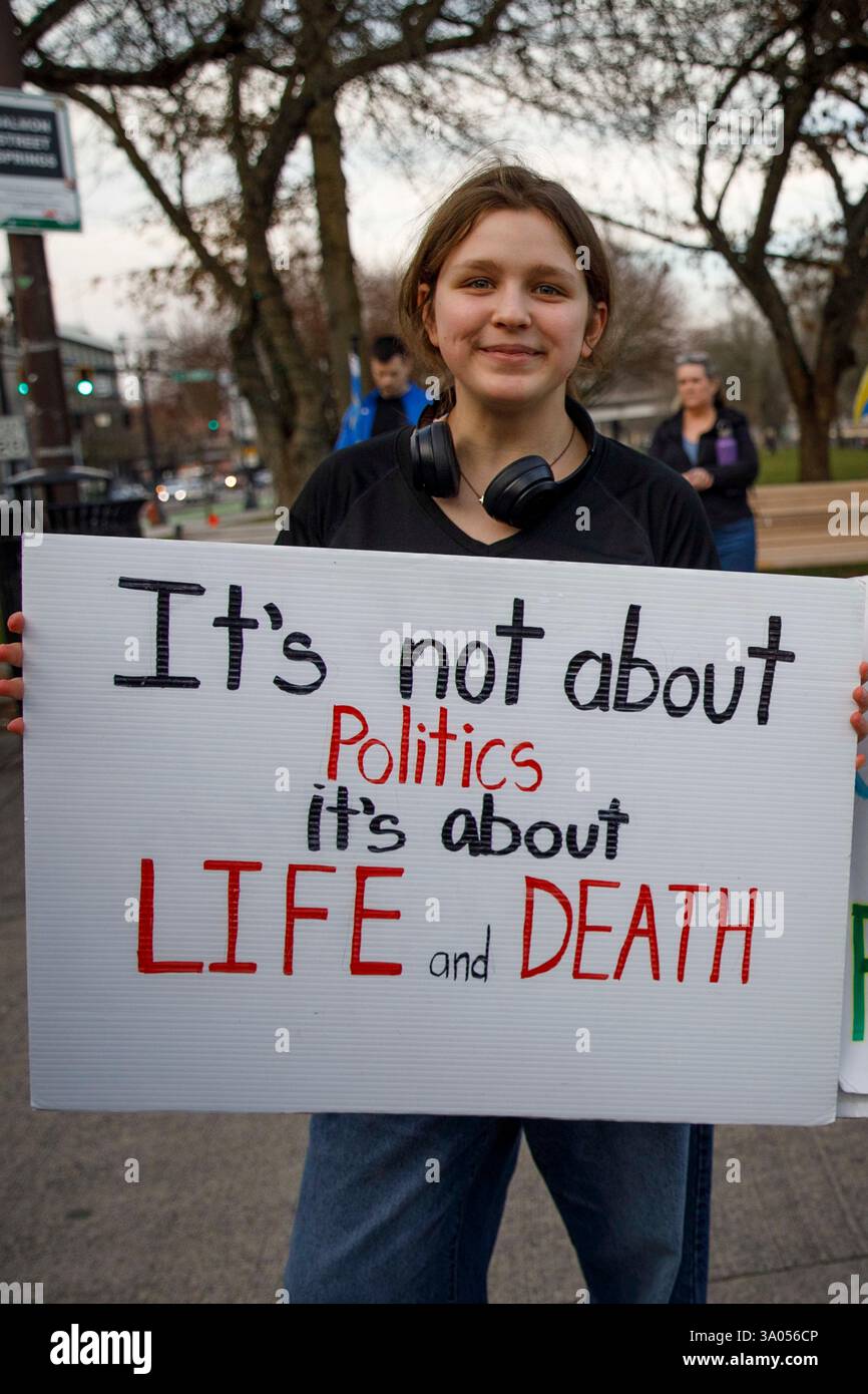 Over one hundred people rallied in Portland, Oregon on March 1, 2025 ...