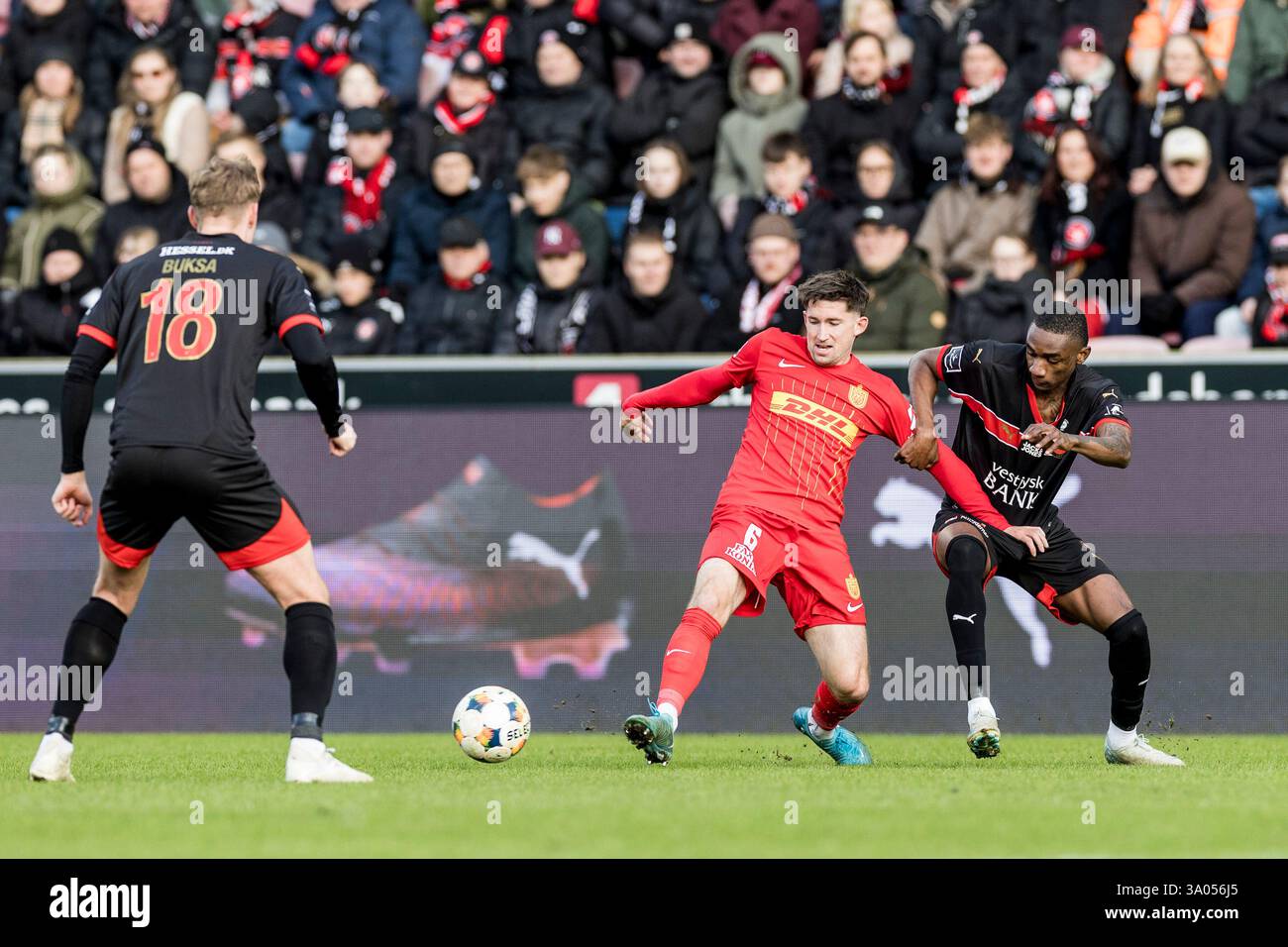 Herning, Denmark. 02nd Mar, 2025. Mark Brink (6) of FC Nordsjaelland ...