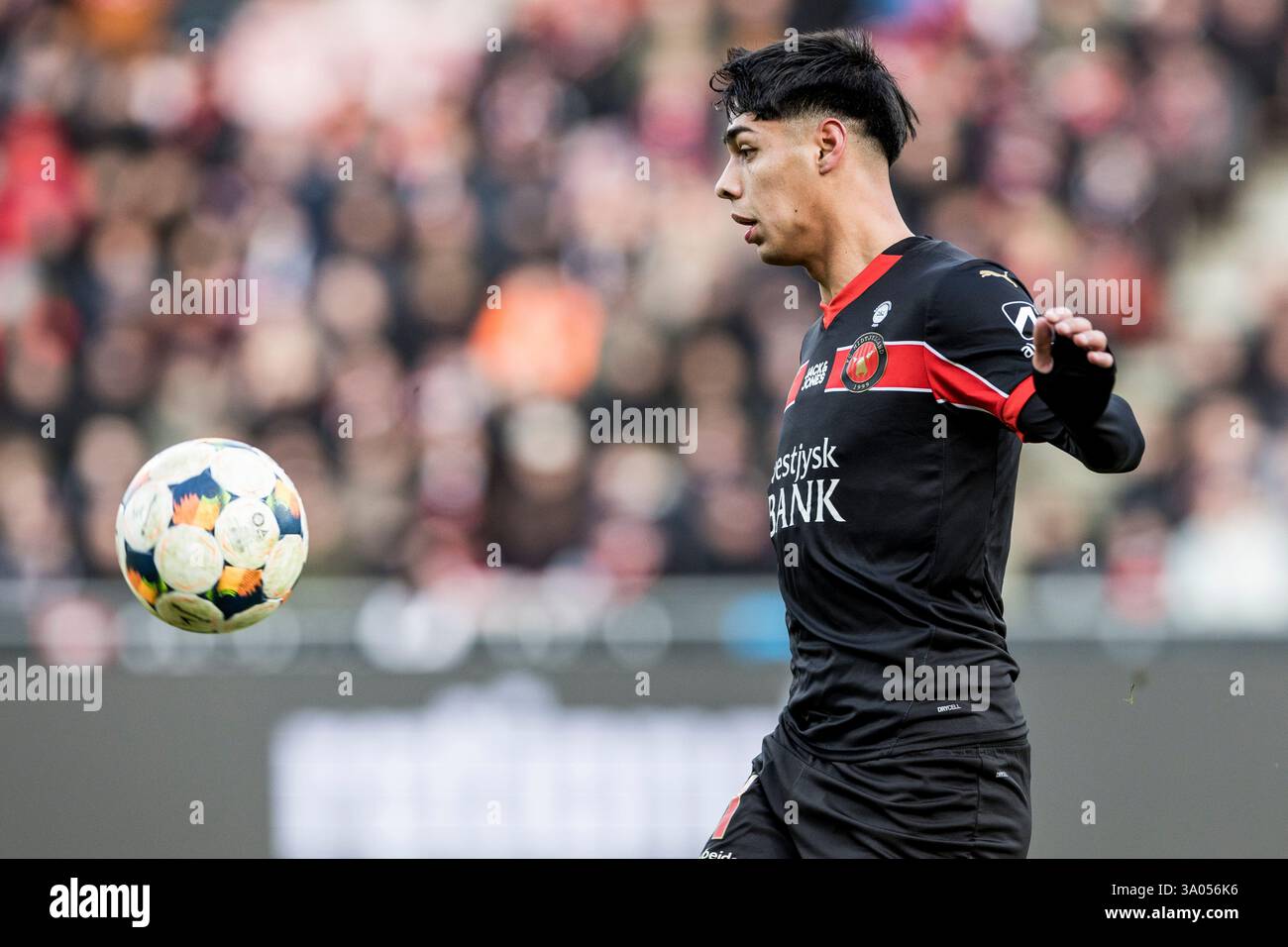 Herning, Denmark. 02nd Mar, 2025. Dario Osorio (11) of FC Midtjylland seen during the 3F ...