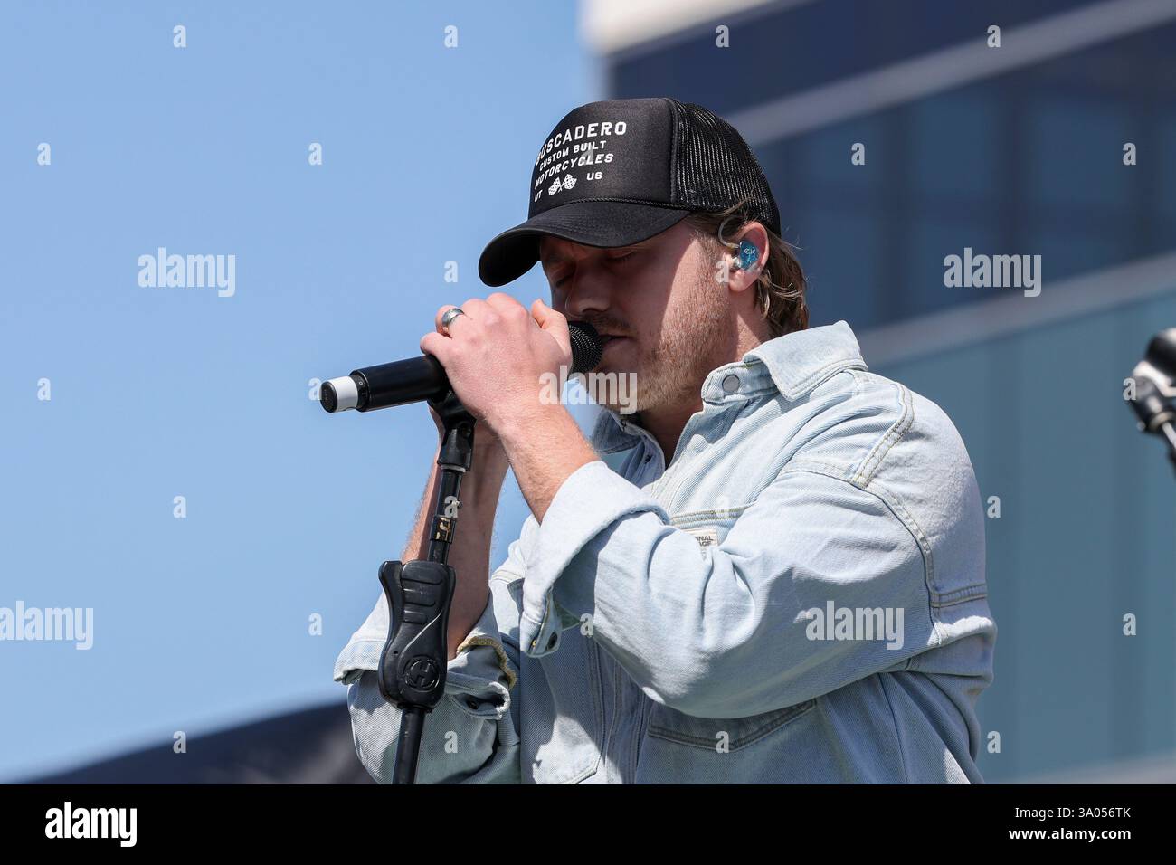 AUSTIN, TX - MARCH 02: Corey Kent performs before the NASCAR Cup Series ...