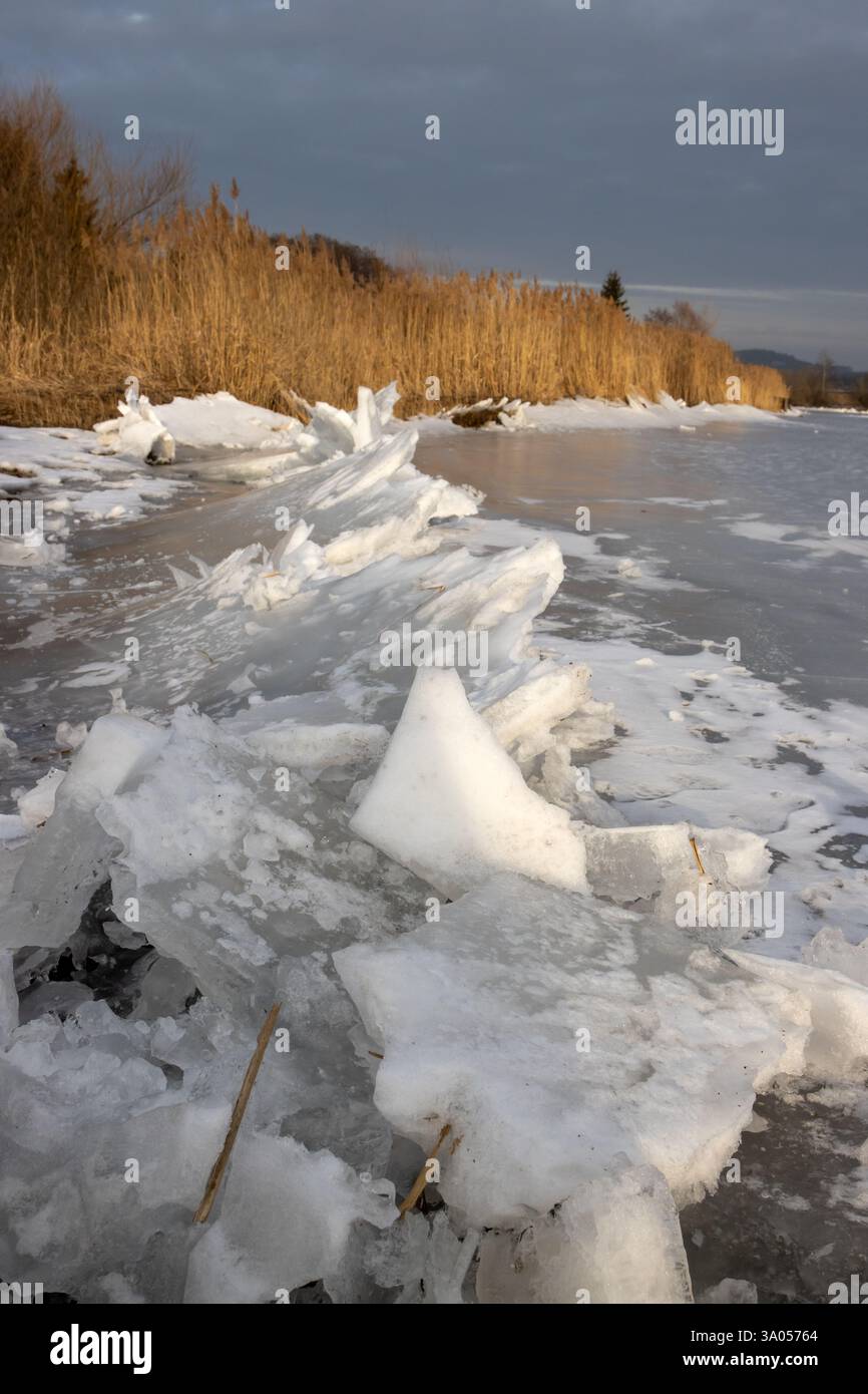 Pond (dam) Lipno, when its frozen and its too small for the ice, which ...