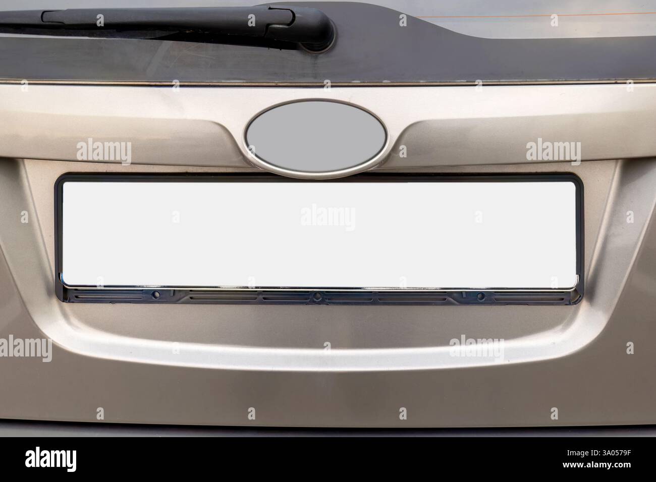 Blank white car license plate with empty text space template, white ...