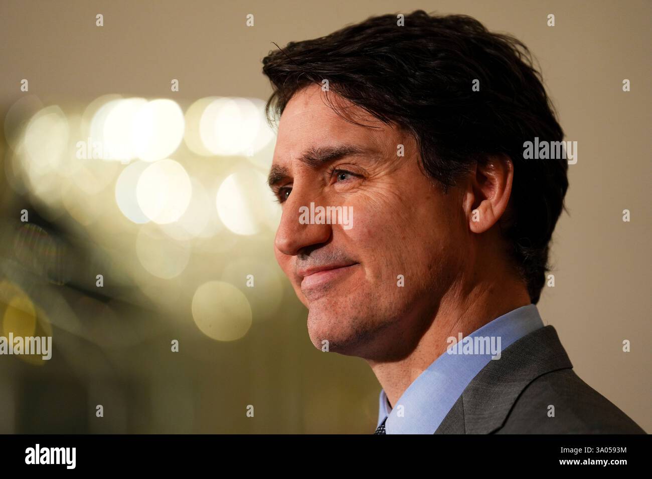 Prime Minister Justin Trudeau holds a press conference at Canada House ...