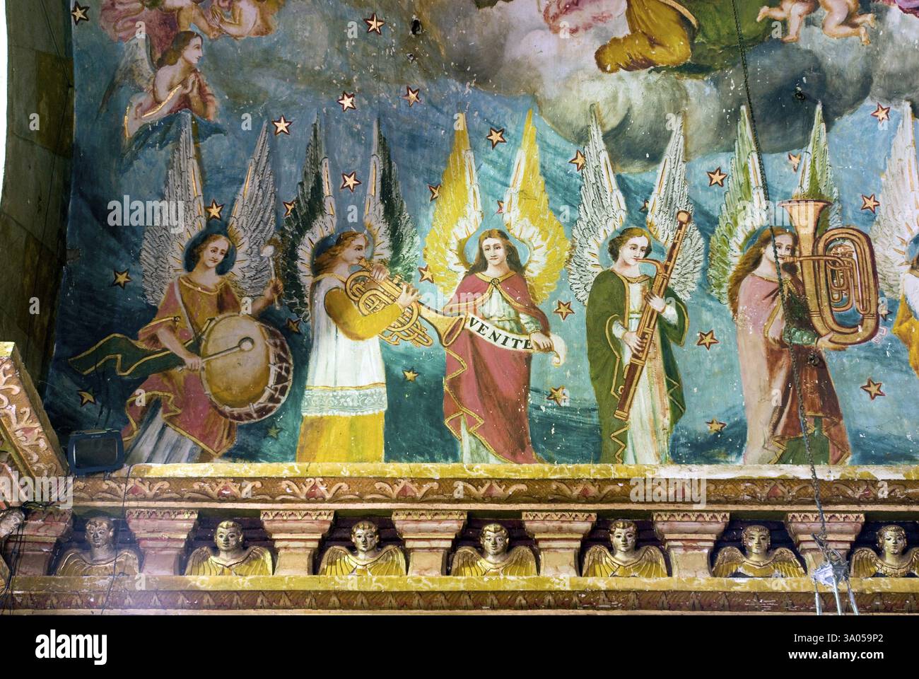 Murals, St. Anthony's church built in 18th century, Ollur, Kerala ...