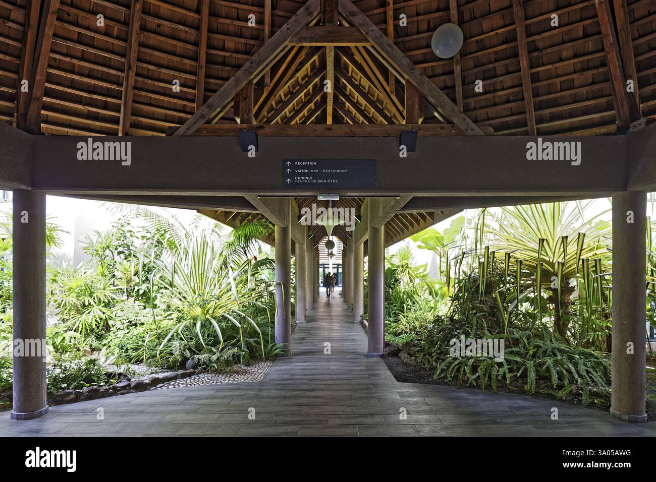 Roofed, walkway, path, tropical, garden, Te Moana Tahiti Resort, hotel ...