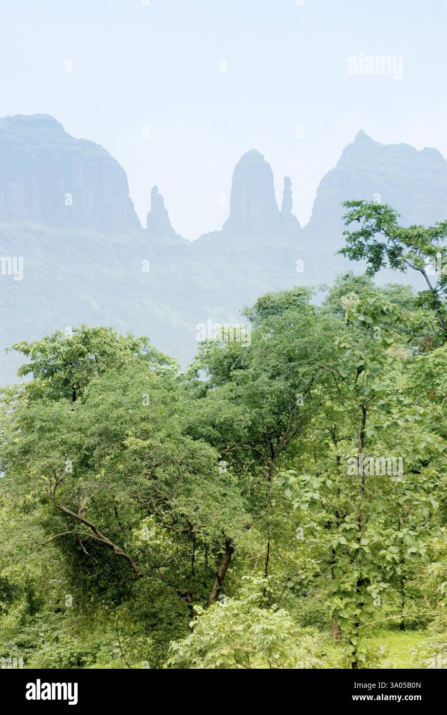 View of fort and mountain Mahuli in monsoon, Shahapur district, Thane ...