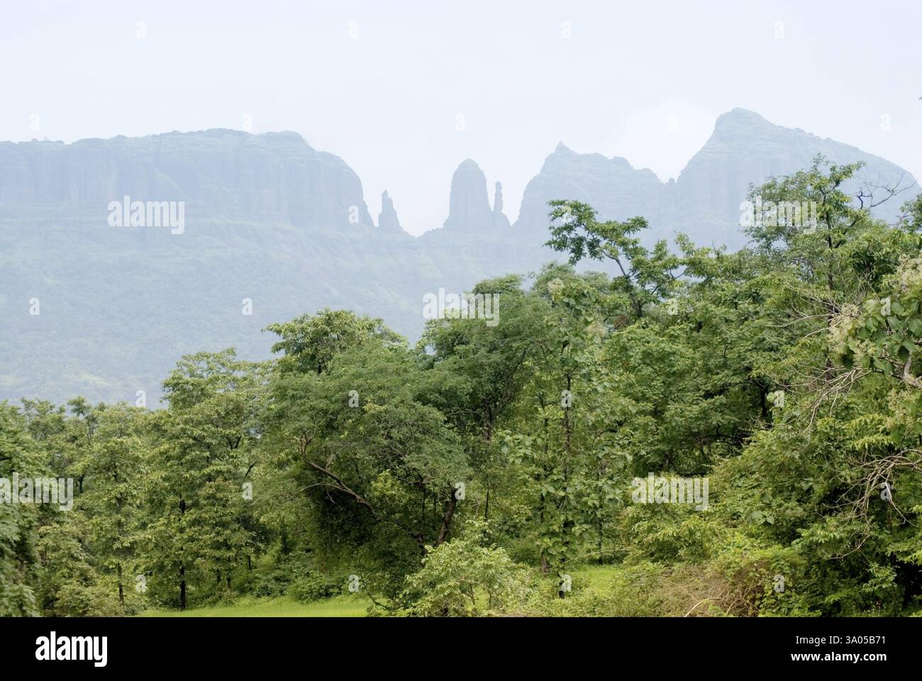 View of fort and mountain Mahuli in monsoon, Shahapur district, Thane ...