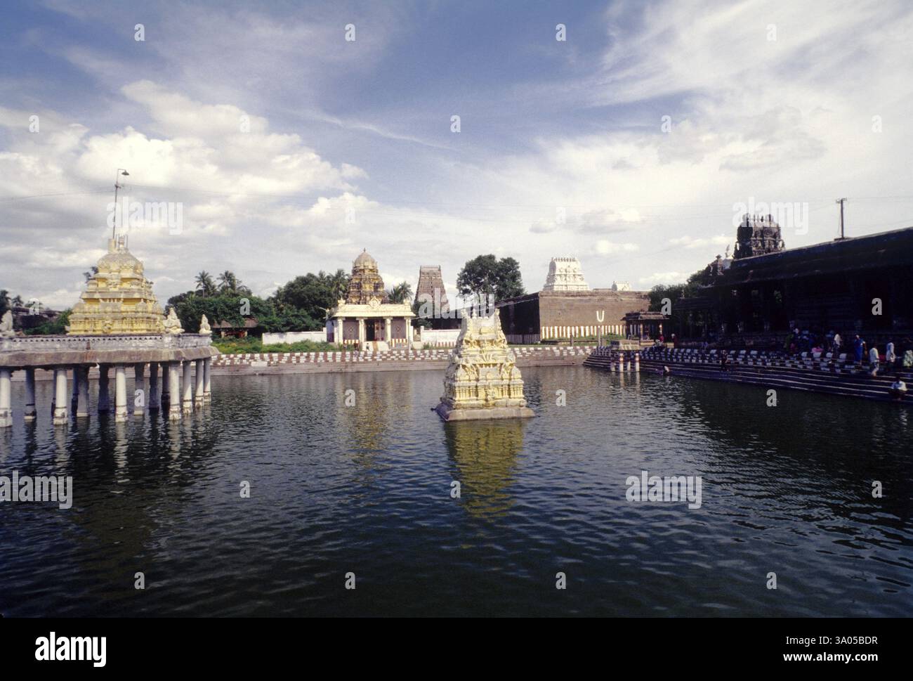 Varadarajaswamy temple with tank, Kanchipuram, Tamil Nadu, India, Asia ...