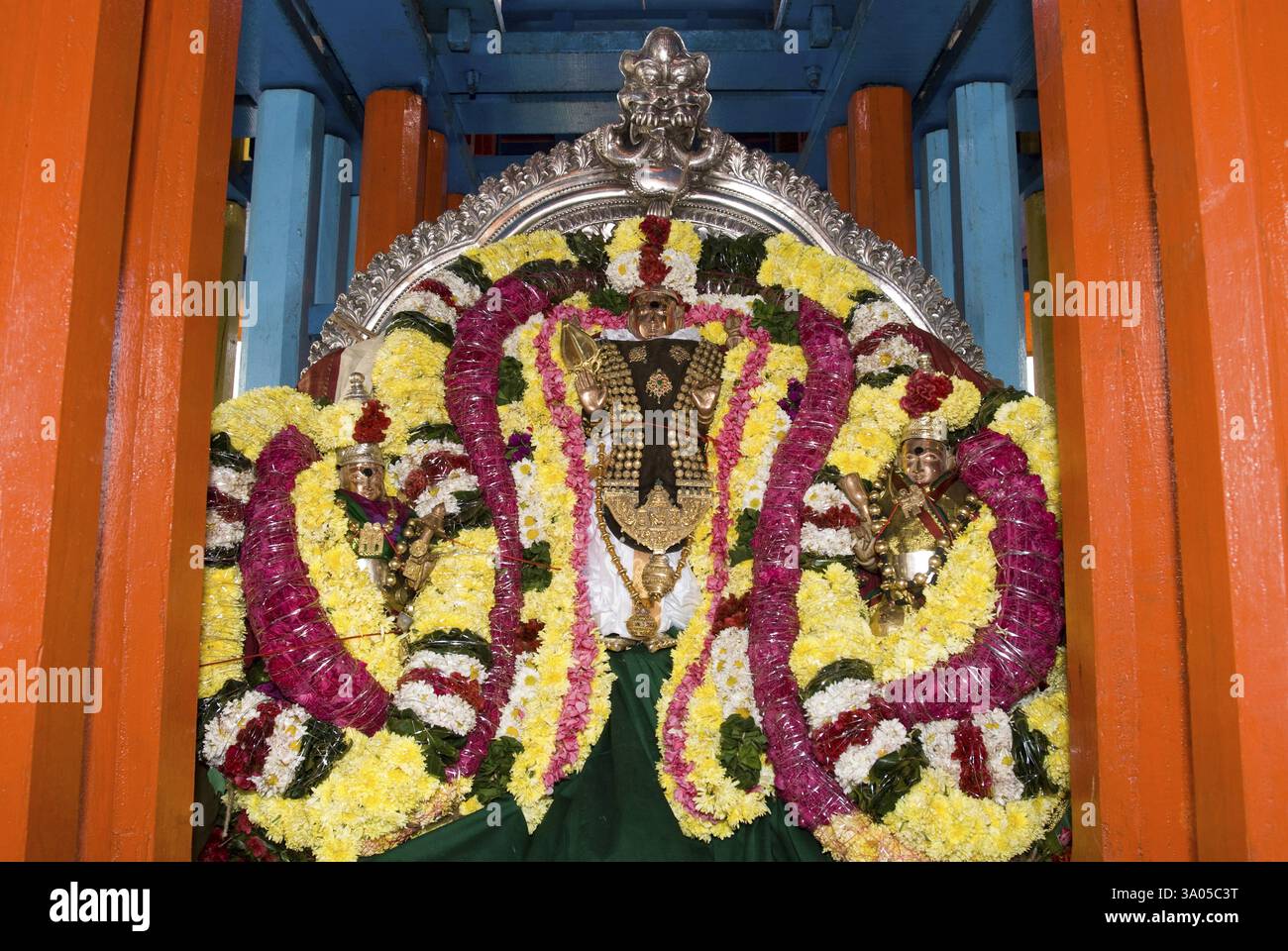 Decorated Urchava deities of Subrahmanya consorts Valli Devayanai ...