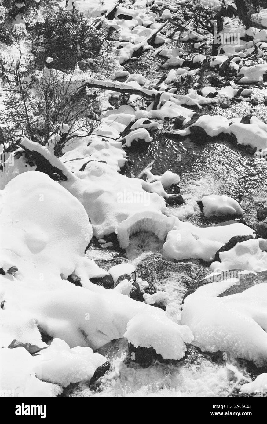 Winter scenes snow capped rocks, Arunachal Pradesh, India 1982 Stock ...