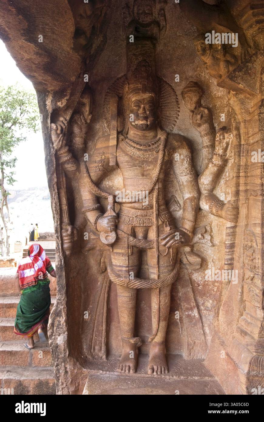 Eight armed Vishnu bas relief in cave three, cave temple 6th century ...