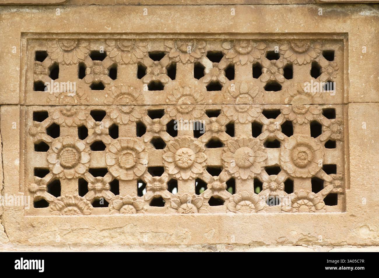 Carved stone windows in Ladkhan temple built in 7th century, Aihole ...