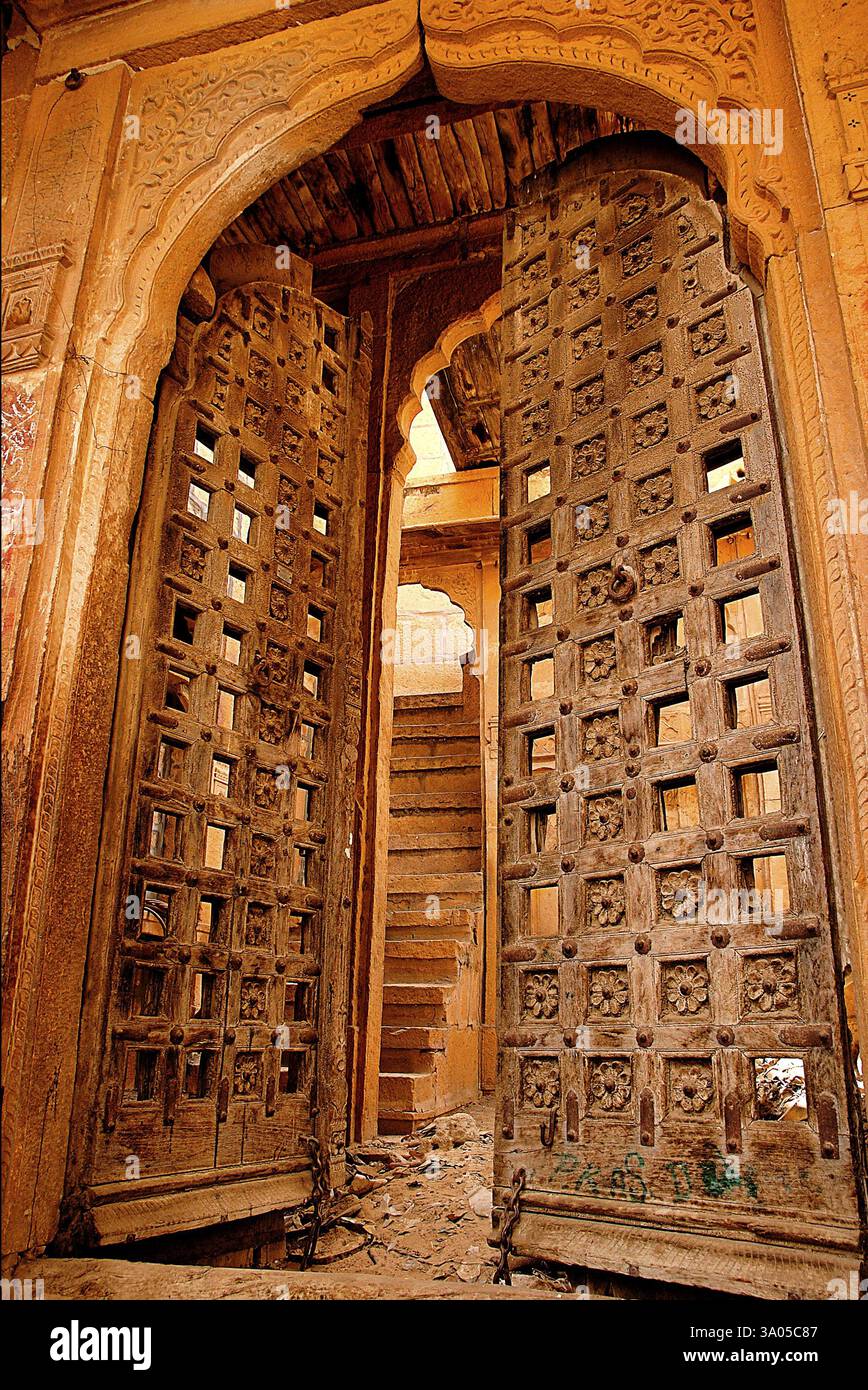 Heritage big gate opening, Jaisalmer, Rajasthan, India, Asia Stock ...