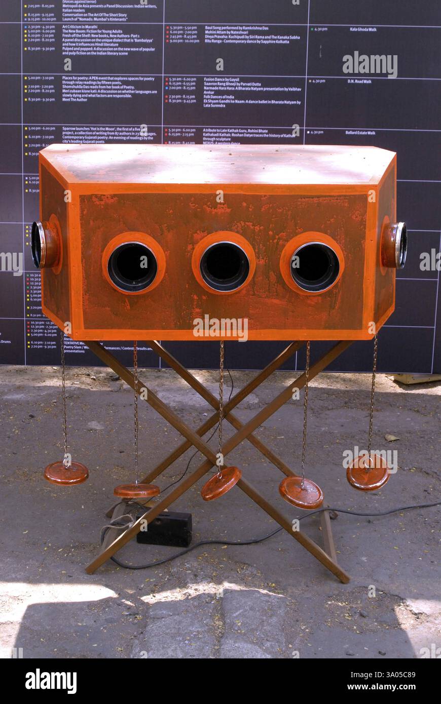 Antique wooden bioscope at Kala Ghoda art festival 2009, Bombay Mumbai ...