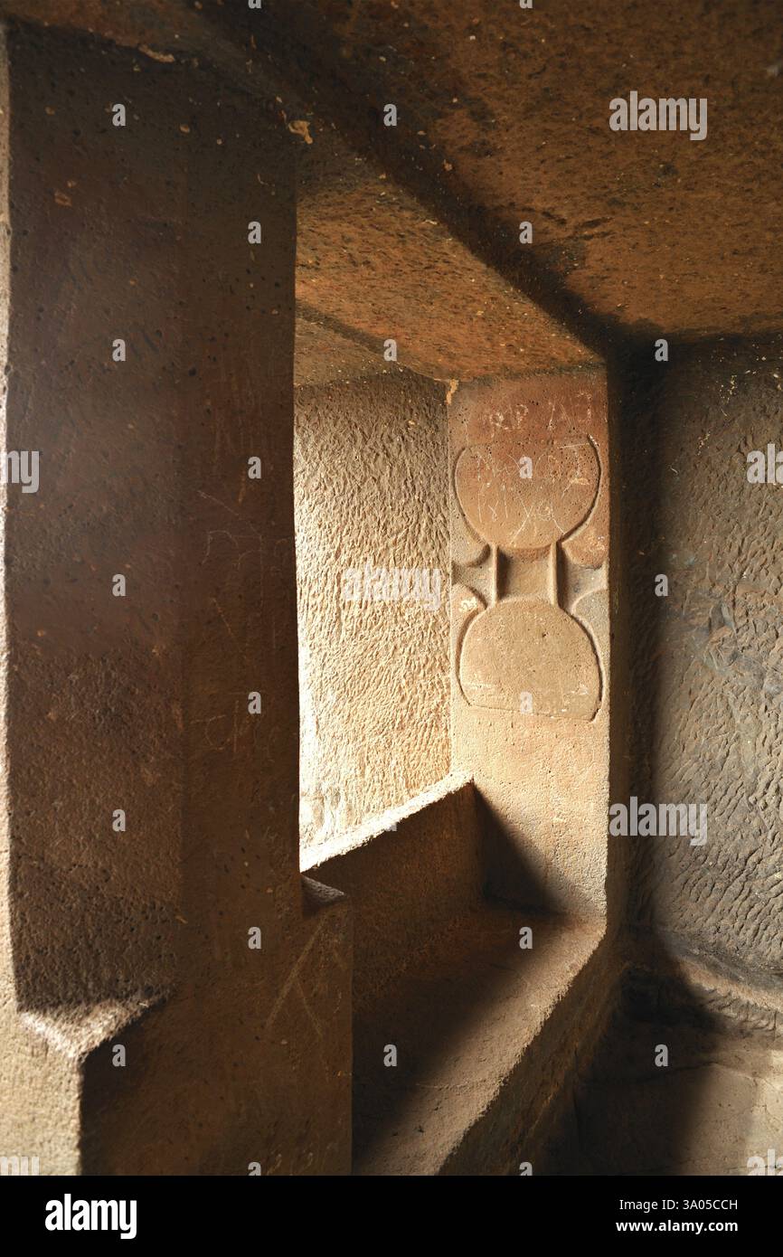 Inside Pale Buddhist cave, Mahad, Raigad Raigarh, Maharashtra, India ...