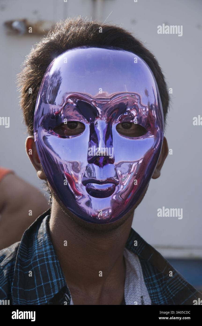 Glossed Purple Mask Goa Maharashtra India Asia March 2011 Stock Photo - Alamy
