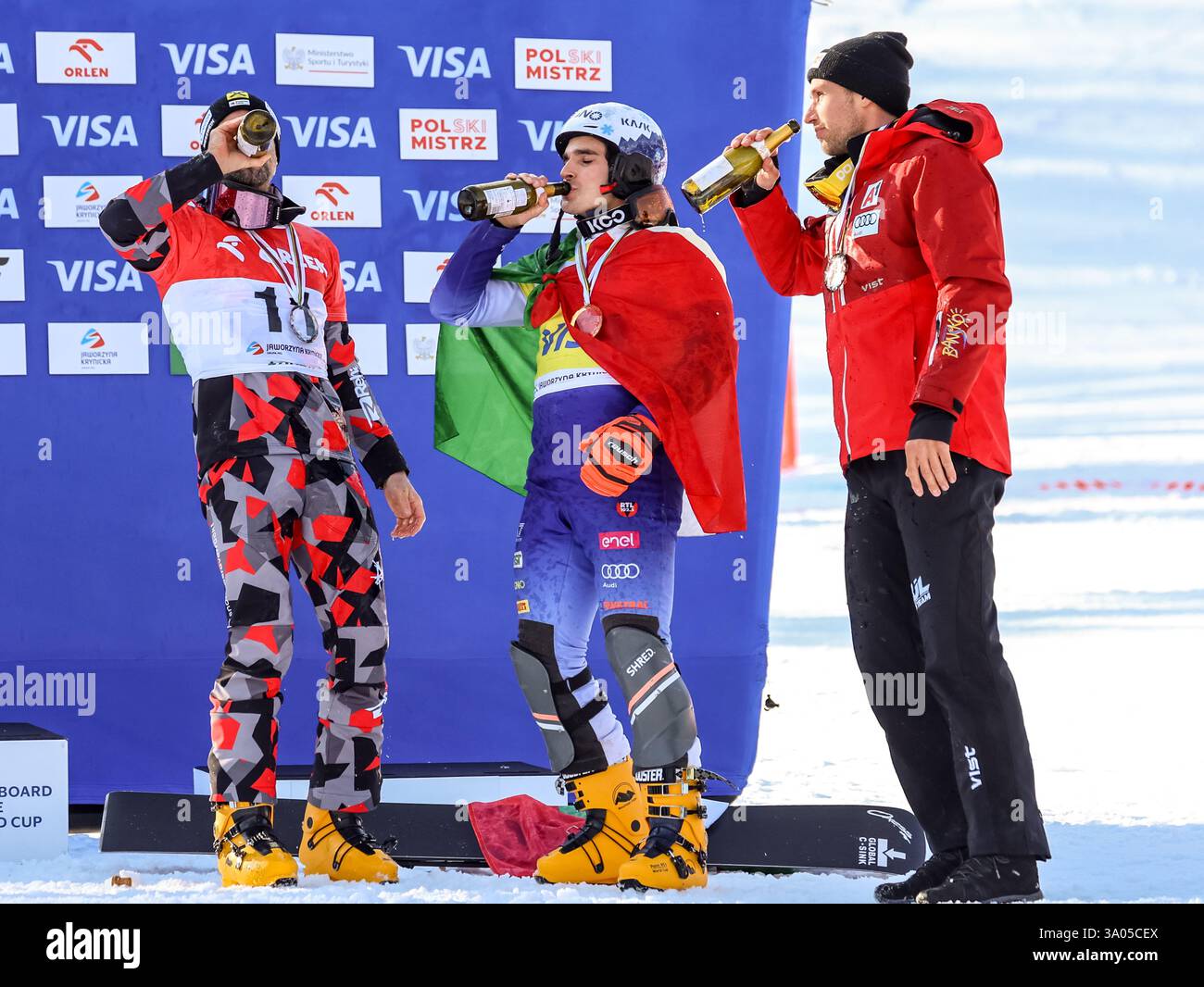 (L-R) Andreas Prommegger of Austria (second), Maurizio Bormolini of ...