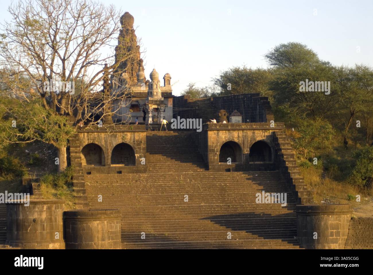 Old Shiva Shankar temple and ghat near krishna river at Mahuli ...