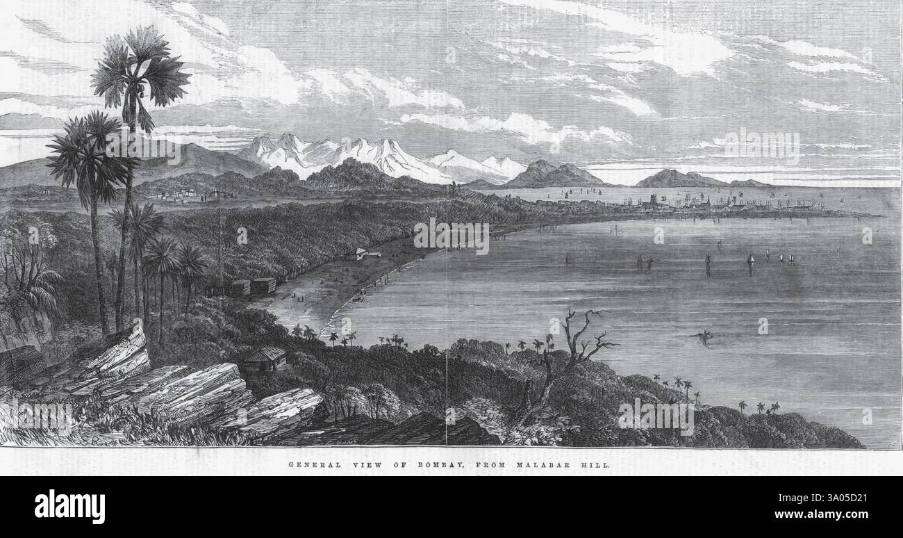 General View of Bombay from Malabar Hill, Bombay Mumbai, Maharashtra ...