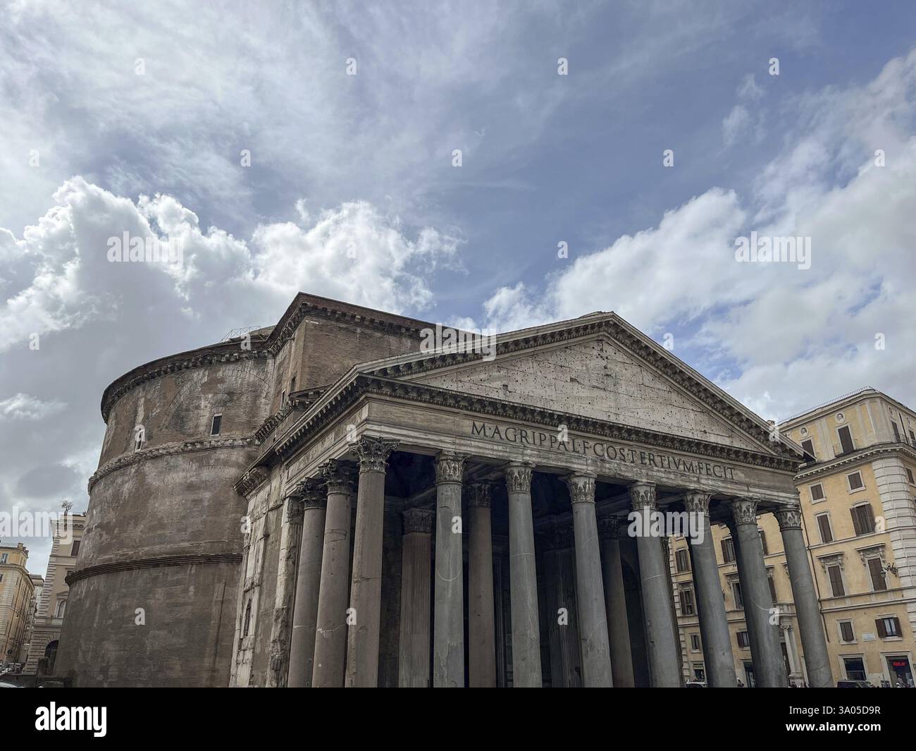 Front view of the Pantheon with ancient columns under a cloudy sky, rome, italy Stock Photo - Alamy