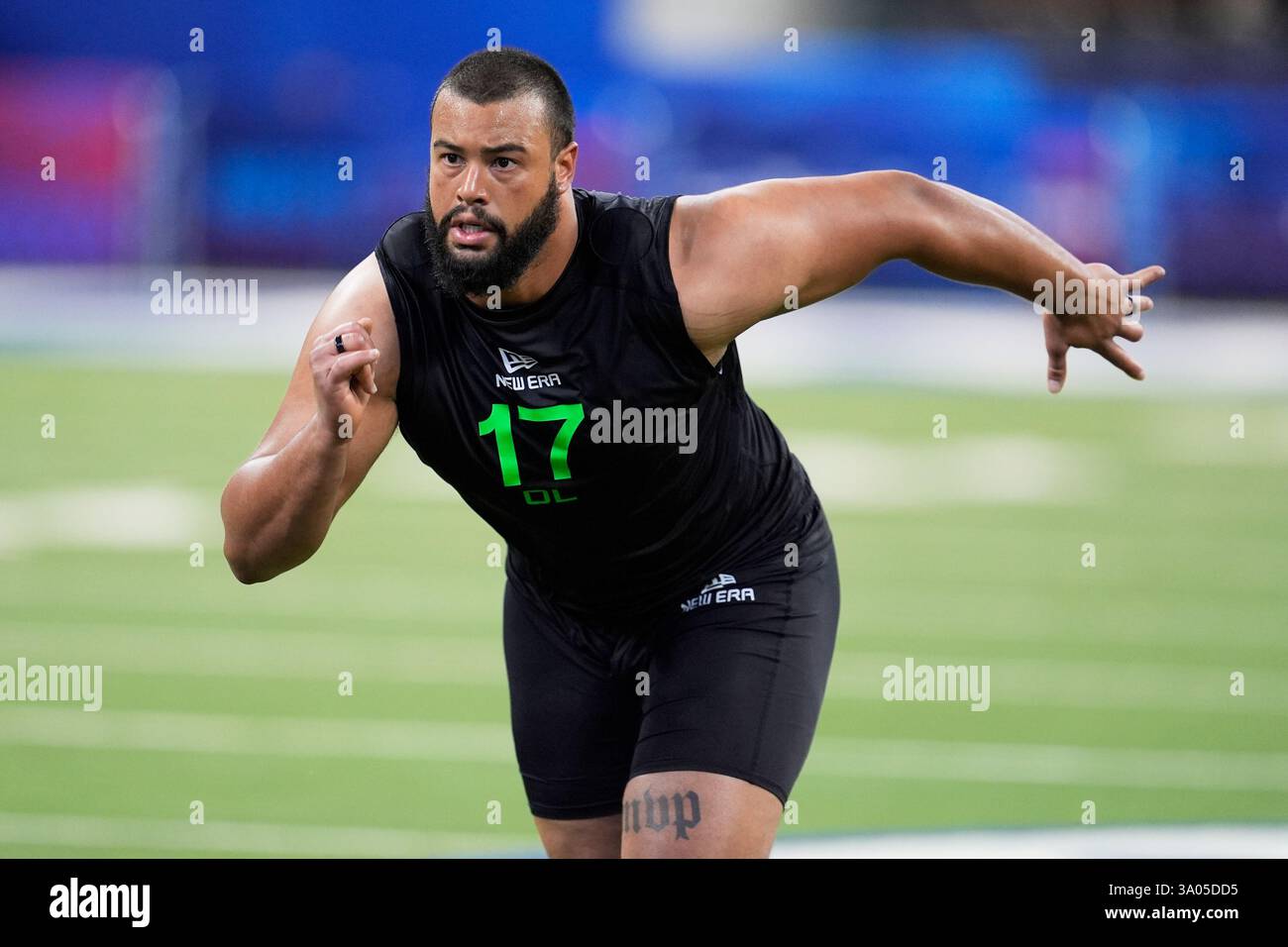Oregon State offensive lineman Joshua Gray runs a drill at the NFL ...