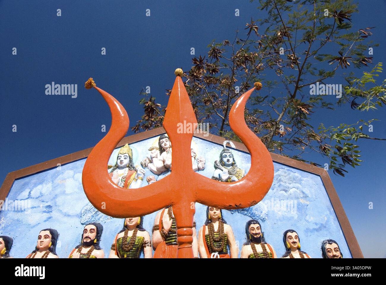 A red coloured trishul at kanifnath temple at Bapgao, taluka Purandar ...