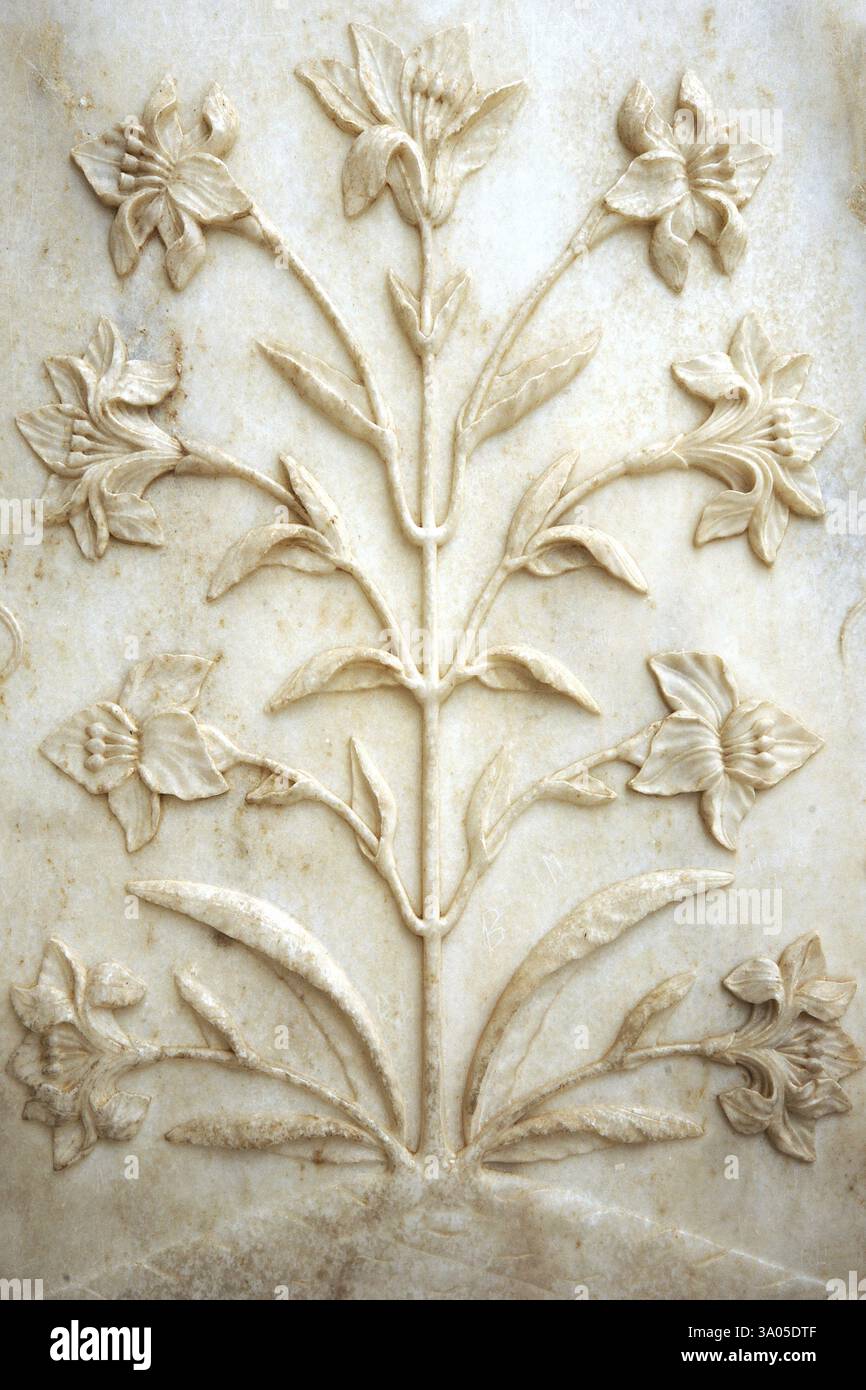 Floral patterns on Taj mahal, Agra, Uttar Pradesh, India, Asia Stock ...