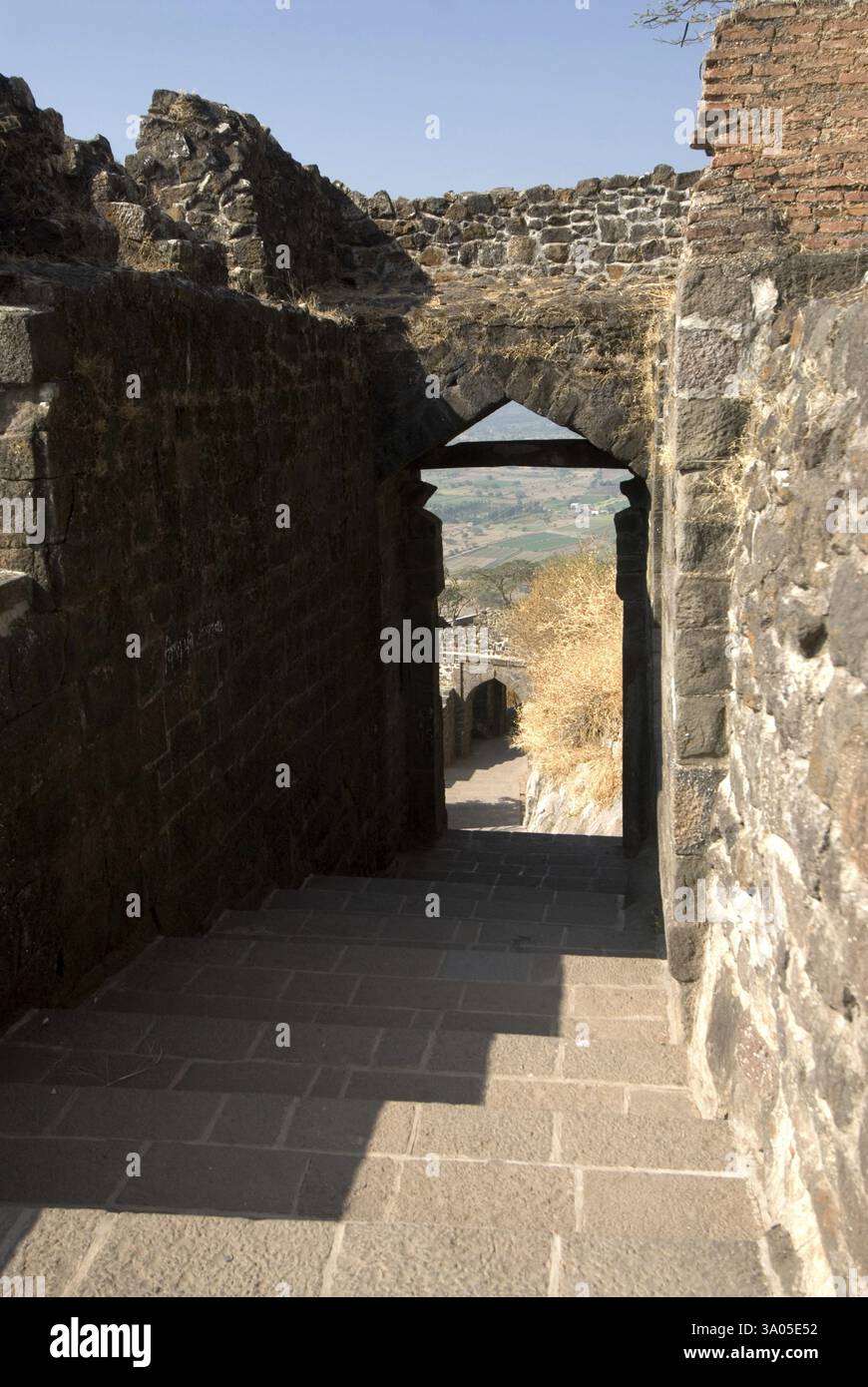 Ruins of fort gate at Shivneri, Taluka Junnar, district Pune ...