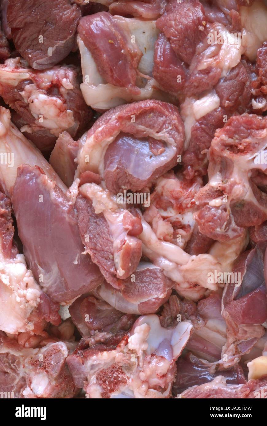 Raw mutton of goat, red meat, celebrating Bakri Id, Borivali, Bombay ...