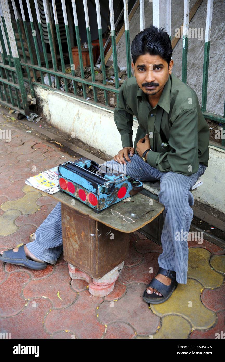Man with typewriter, Bombay Mumbai, Maharashtra, India NO MR Stock ...