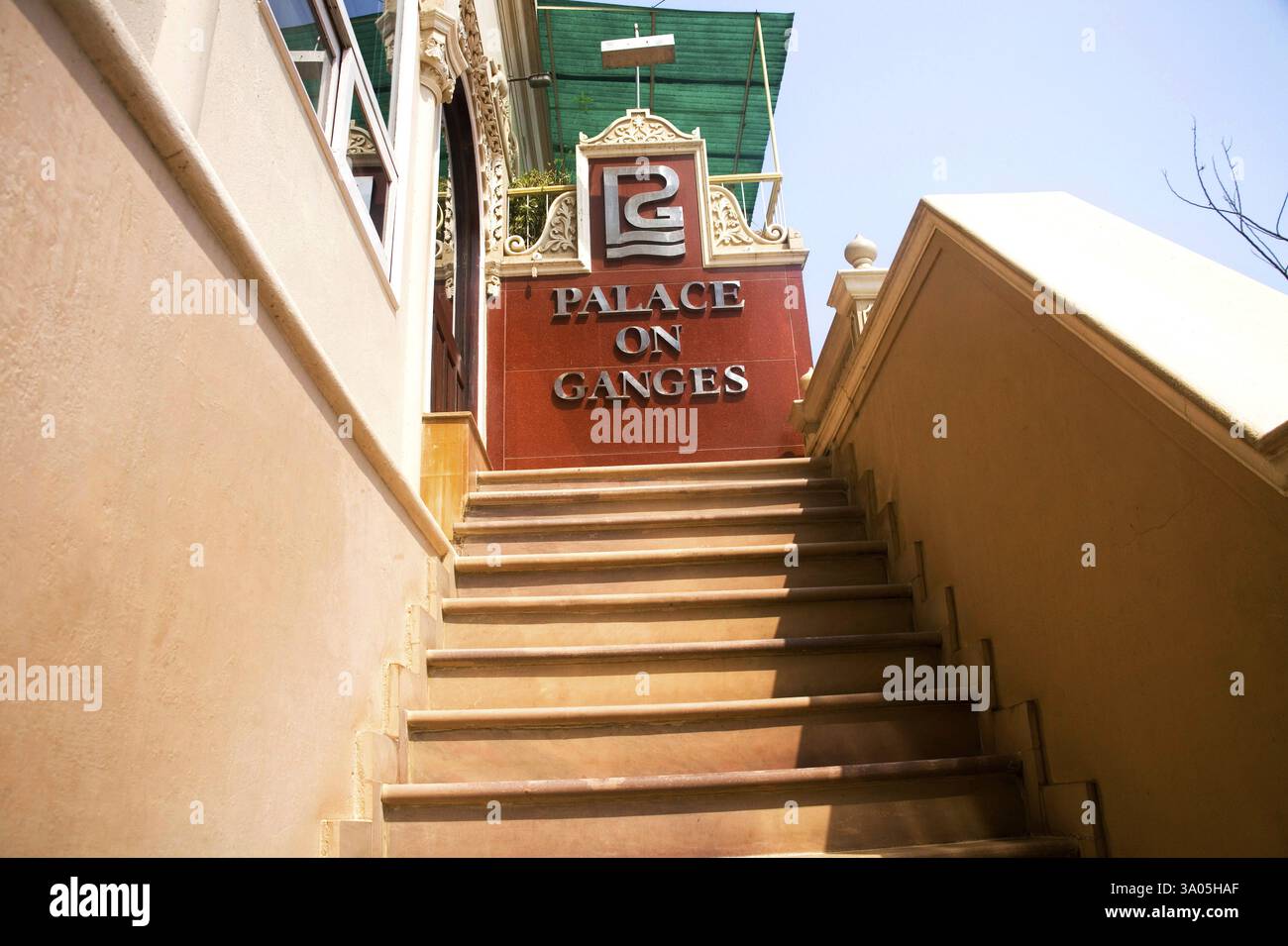 Steps of the hotel Palace on Ganges, Ganga Ganges river, Assi Ghat ...