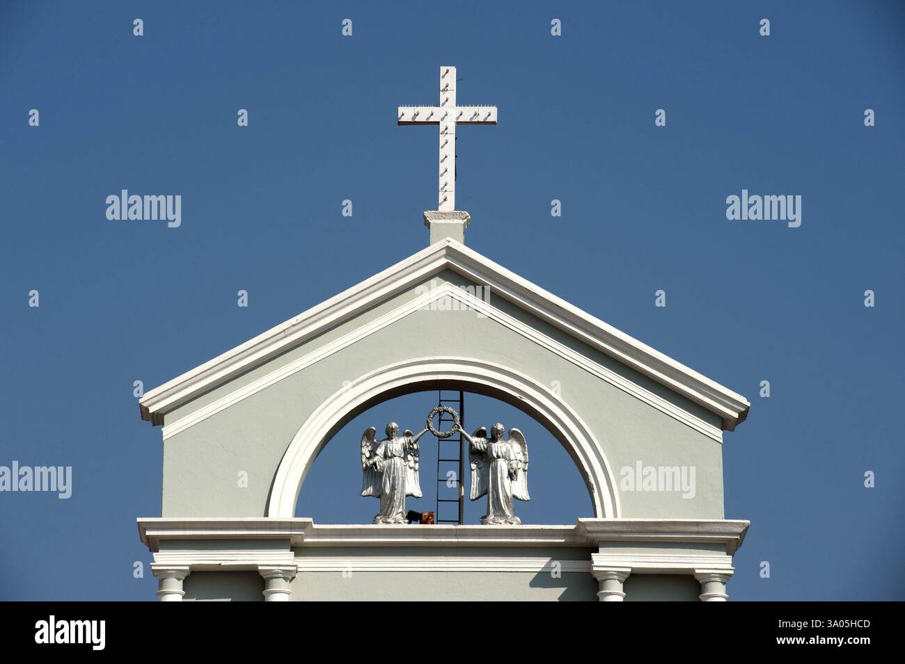 Milagres church with statues of angel, Mangalore, Karnataka, India 2010 ...