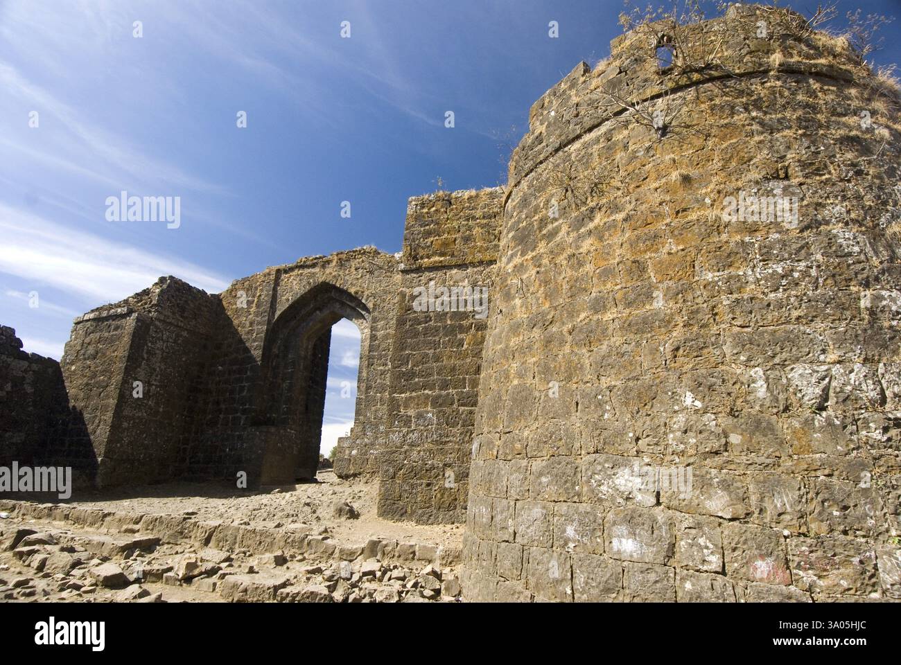 Great main gate and bastion of Gavilgad fort at Chikhaldara, district ...