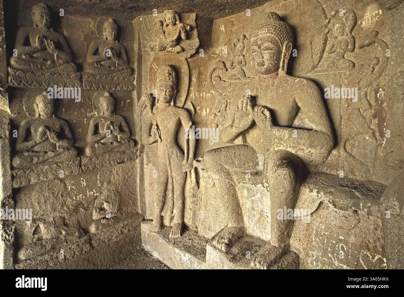 Buddha statues in cave temple hinyana pandav caves first century BC to ...
