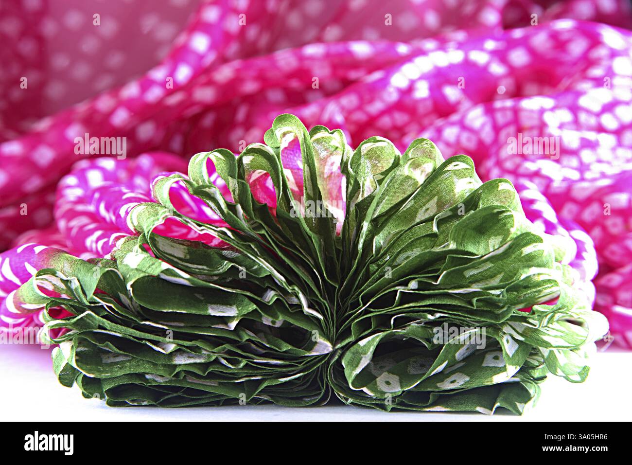 Concept, still-life chunatdar creased ruffled rumpled shape and form ...