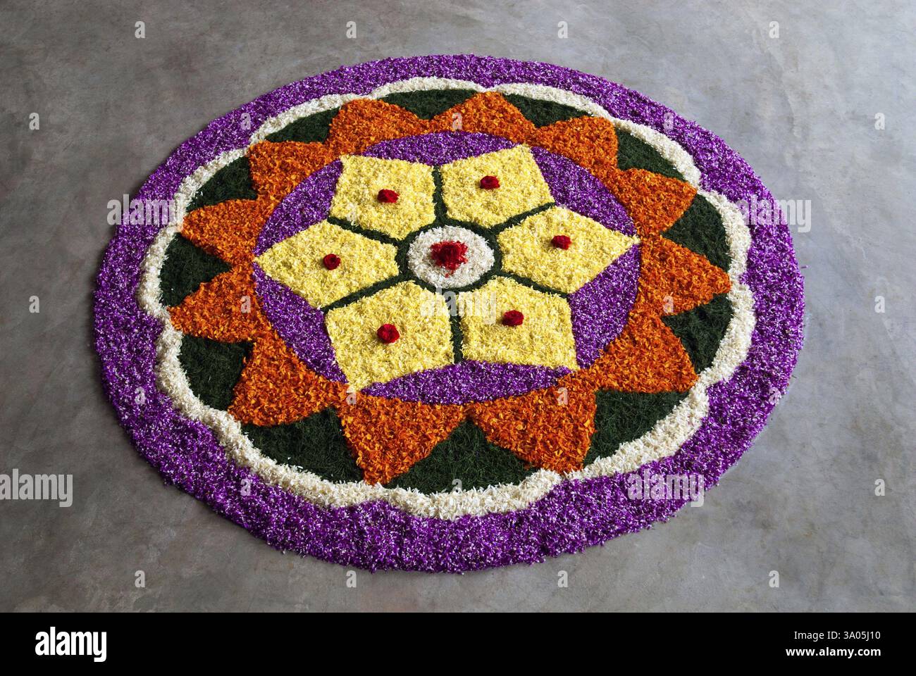 Flower decoration for onam festival, Kerala, India, Asia Stock Photo ...