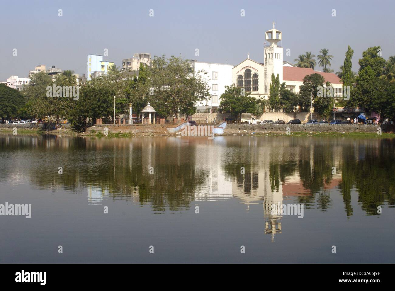 Saint John Baptist church at bank of Masunda lake or Talao Pali, Thane ...