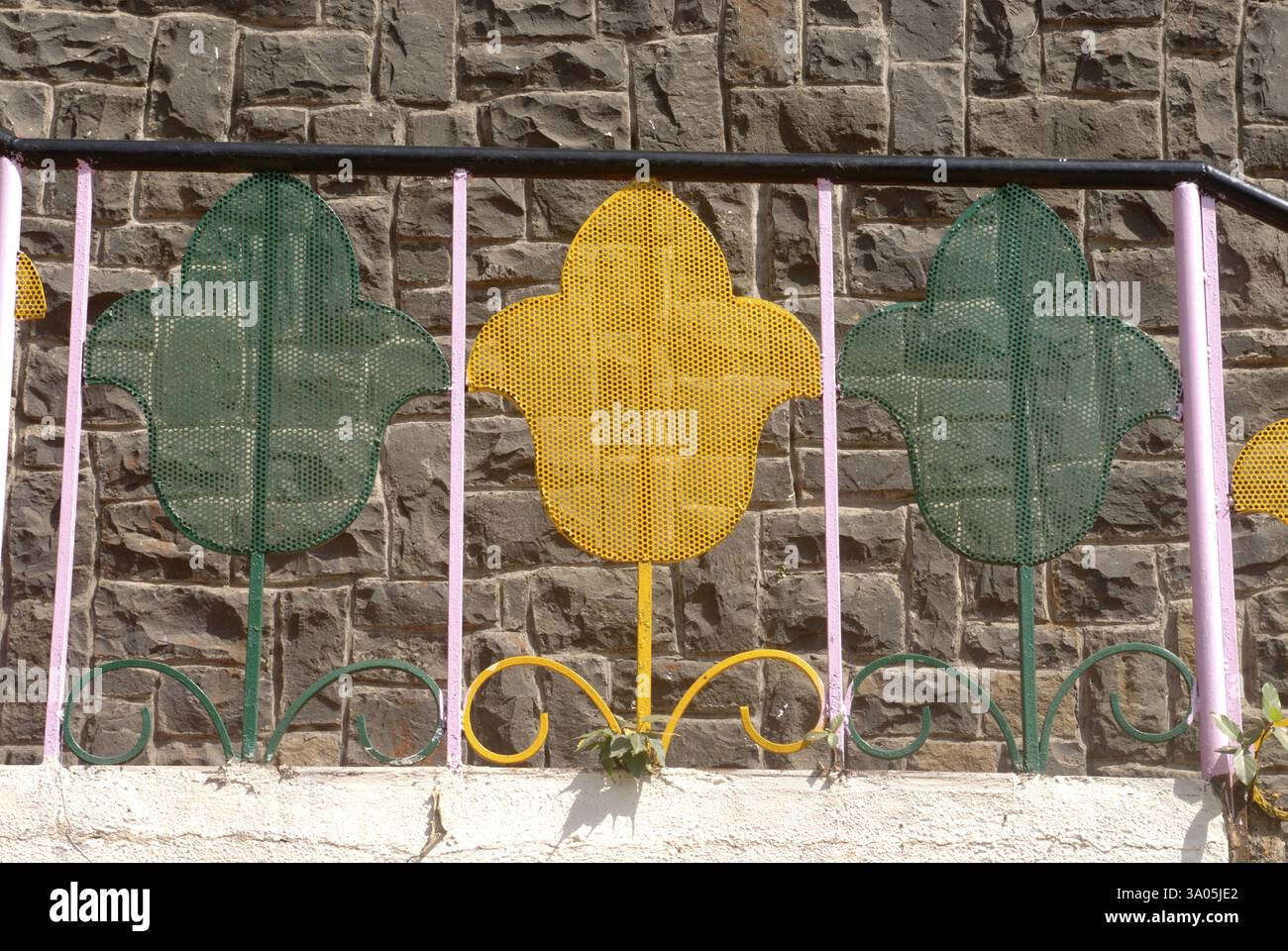 Floral design, mild Steel grill railing for steps, Saras Baug, Pune ...