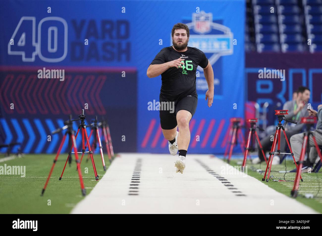 Jacksonville State offensive lineman Clay Webb runs the 40-yard dash at ...