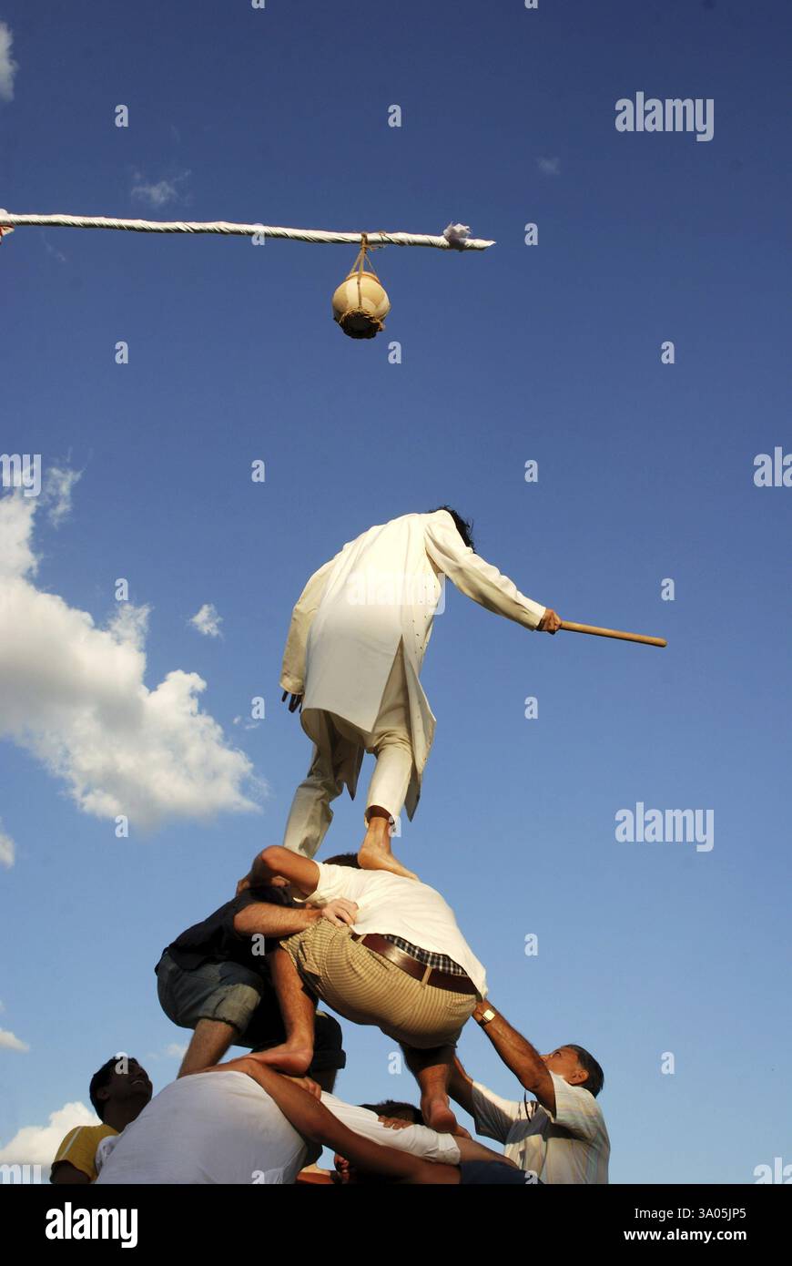 Foreign tourist standing on human pyramid trying to hit dahihandi in ...