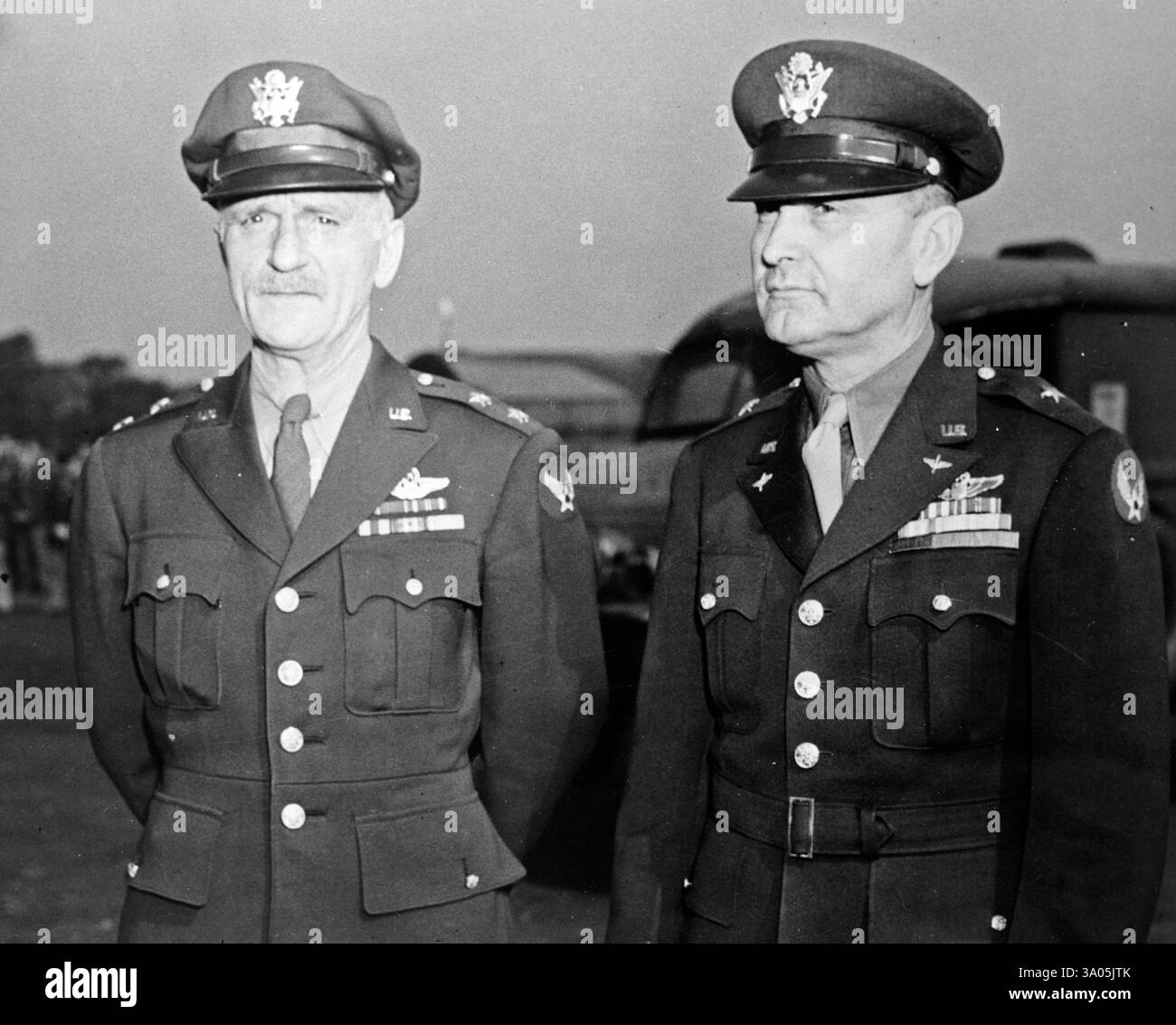Carl Major General Carl Spaatz, commanding general Air Forces and Brigadier General Ira C. Eaker ...