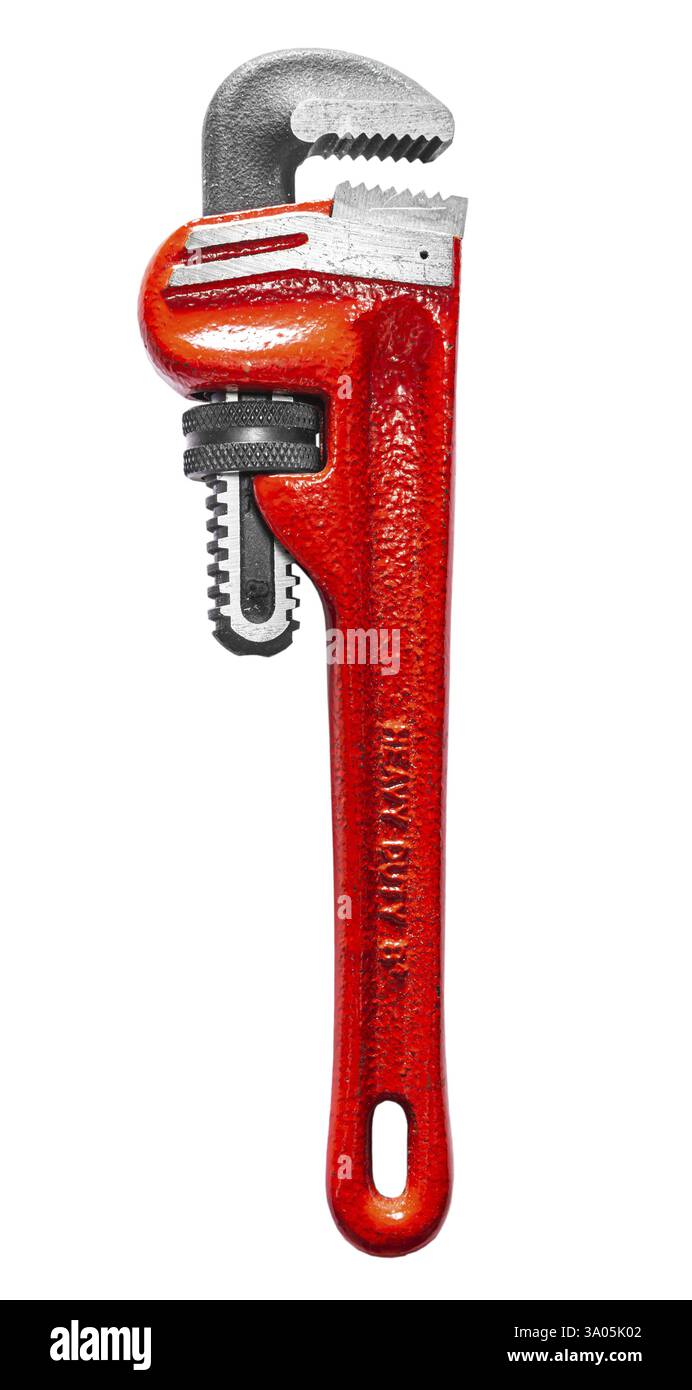 Adjustable Pipe Wrench With Red Metal Handle For Tightening Bolts Nuts ...