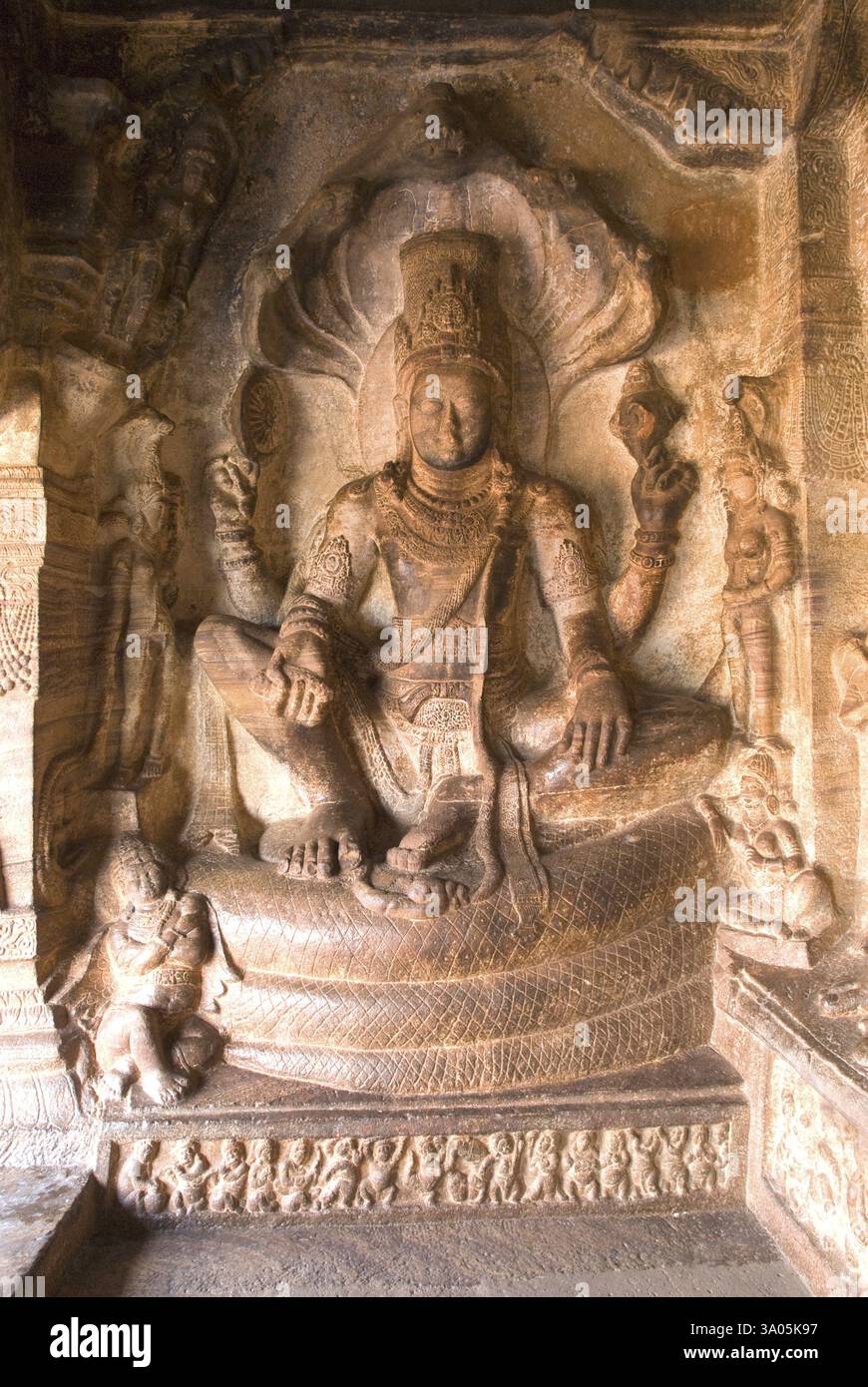 Vishnu Seated on Adisesha cave three, cave temple 6th century 578 AD ...