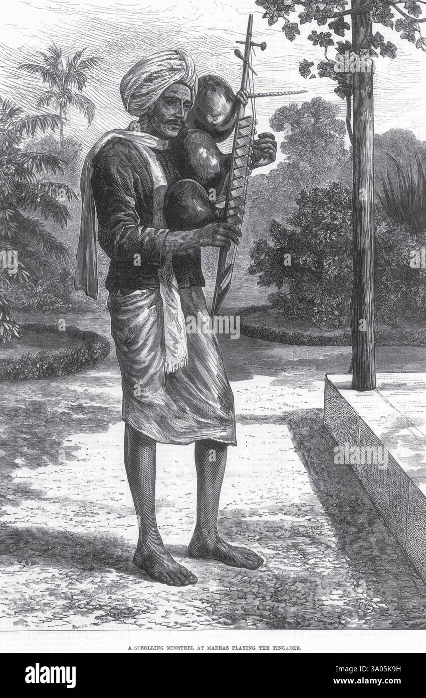 Madras & coromondel, a strolling minstrel playing the tingadee, Madras ...