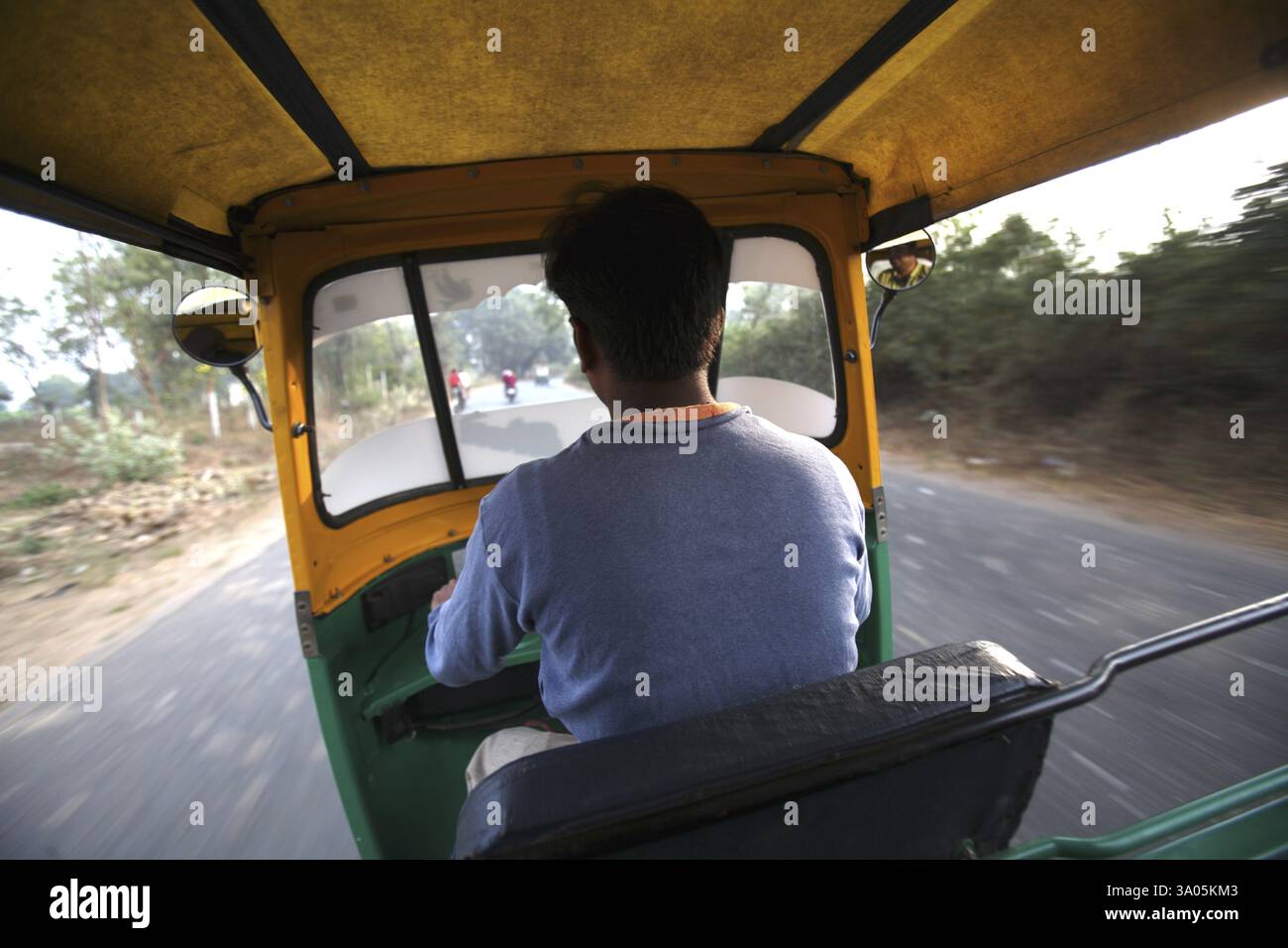Auto-rickshaw driver driving rickshaw on streets, India, Asia Stock ...