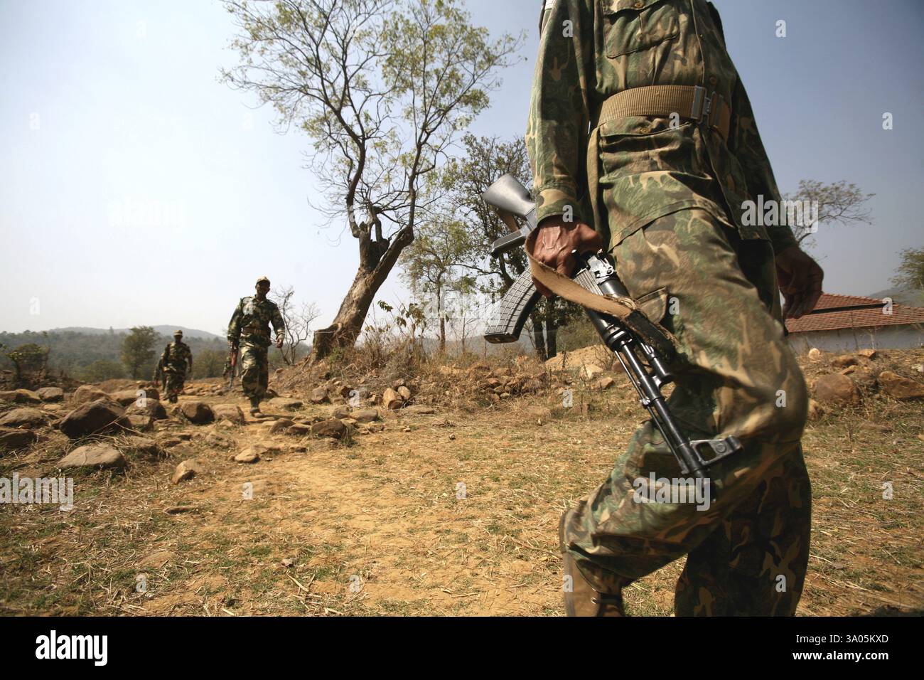 Central Reserve Police Force CRPF soldiers with gun hunt for naxalites ...