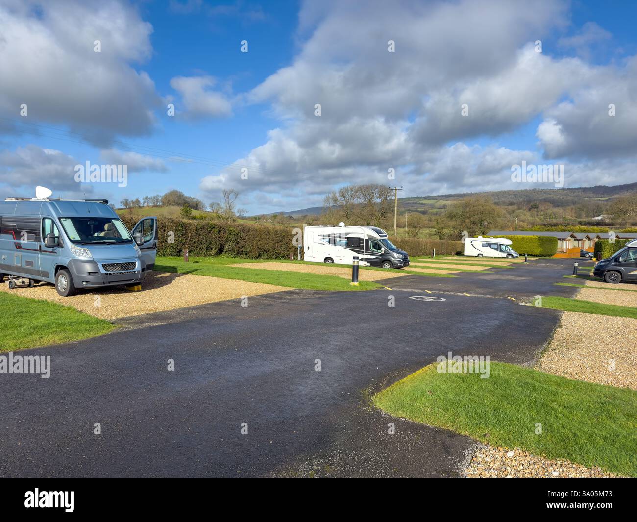 Motorhomes parked on a quality caravan park with all weather gravel ...